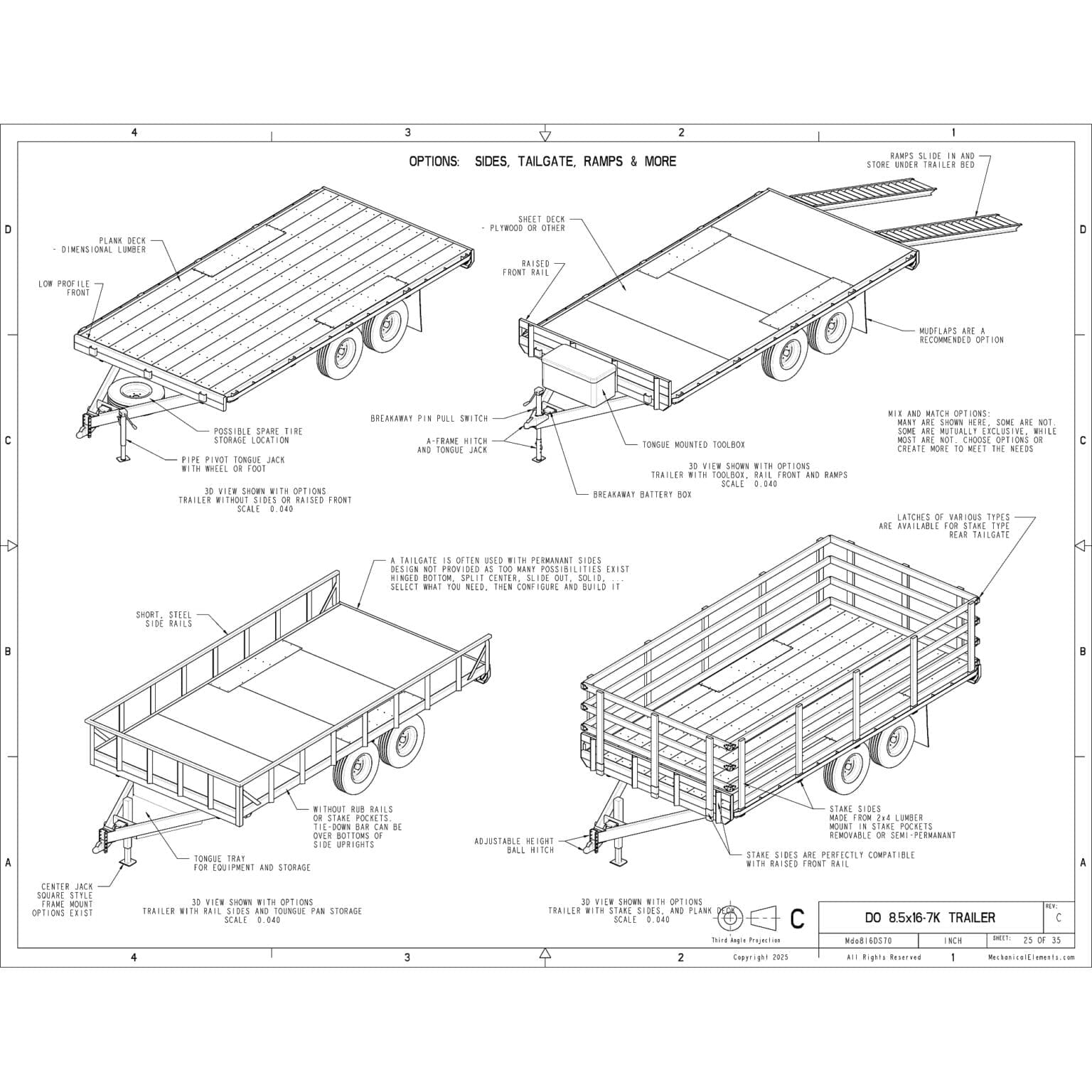 8.5′ x 16′ Deck Over Trailer Plans - 7,000 lbs Capacity | Johnson ...